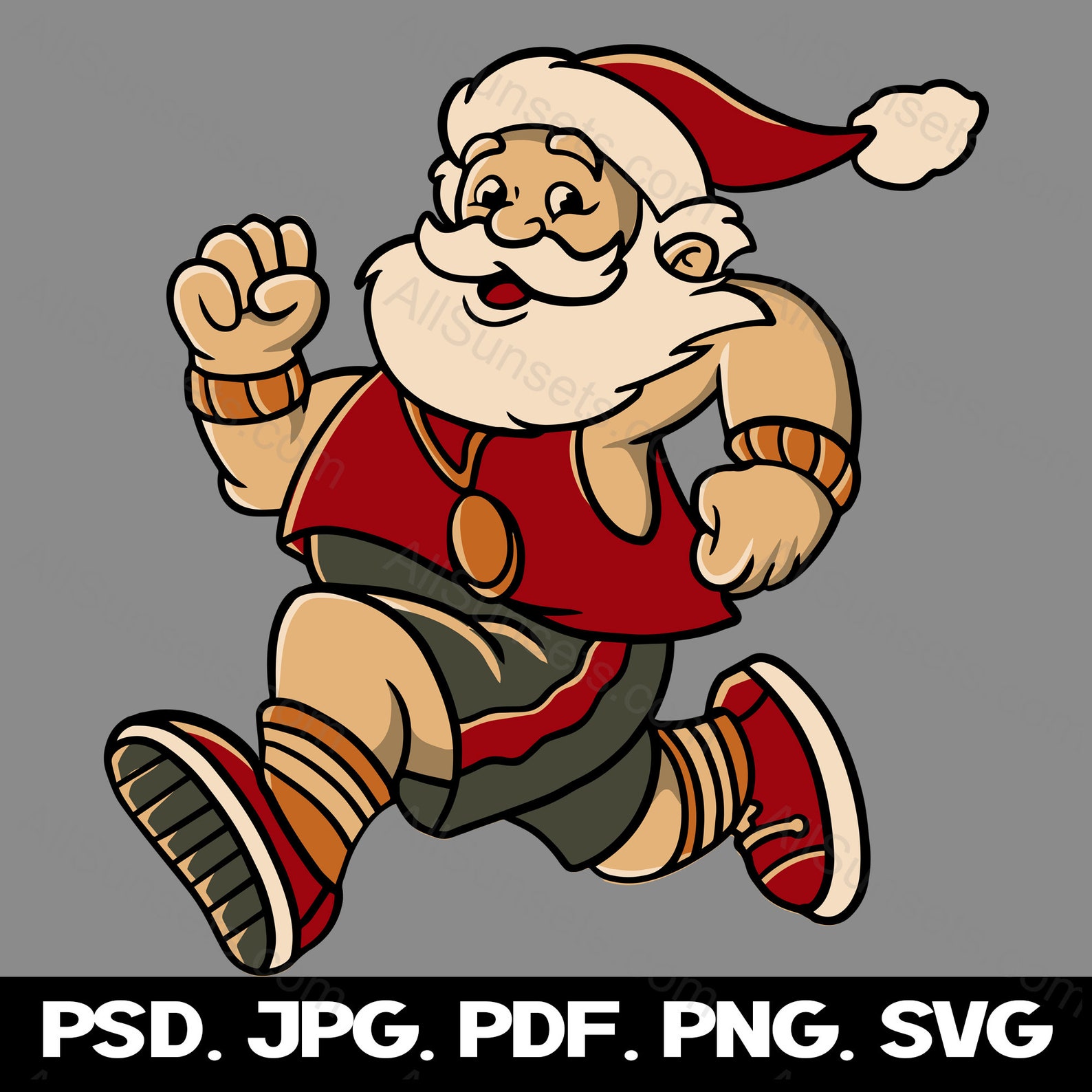 Santa Claus Running Svg Png Pdf Psd Jpg File Types Christmas - Etsy