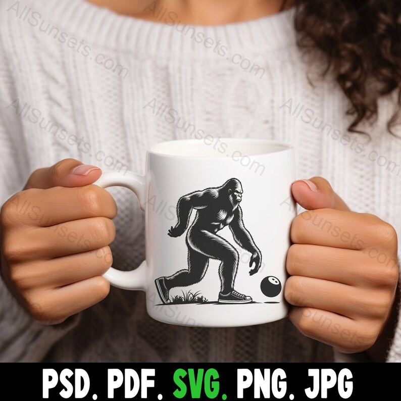 Bigfoot Bowling Ball Silhouette Svg Png Jpg Psd Pdf File Types Fun Yeti ...