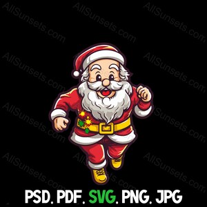 Santa Claus Running Svg Png Pdf Psd Jpg File Types Christmas Jogger ...