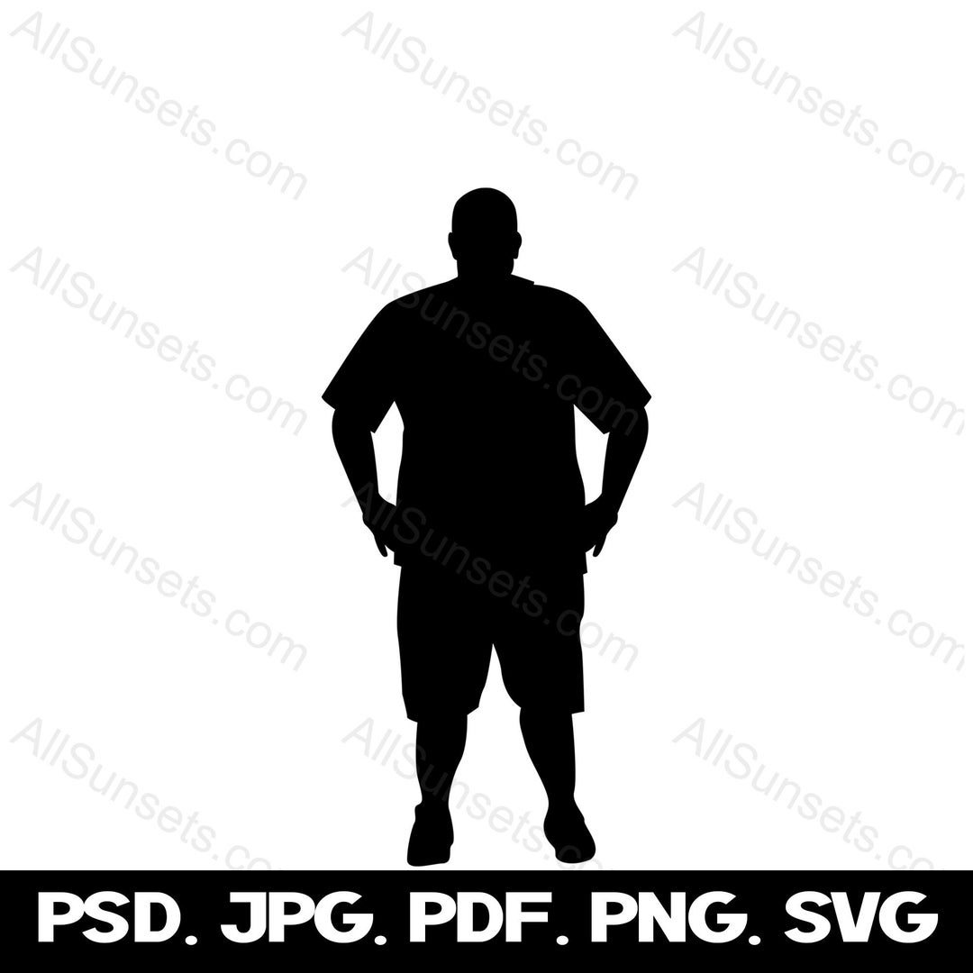 Dad Bod Chubby Man Black Silhouette SVG Person Vector Graphic Clipart ...