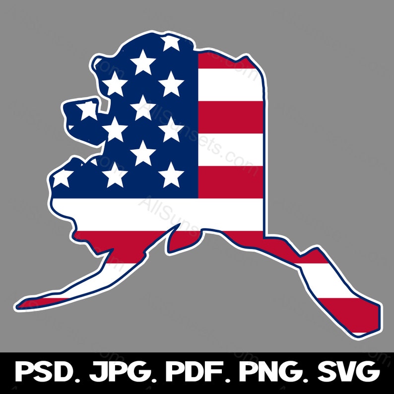 Alaska State Shape American Flag Svg Png Jpg Pdf Psd File - Etsy