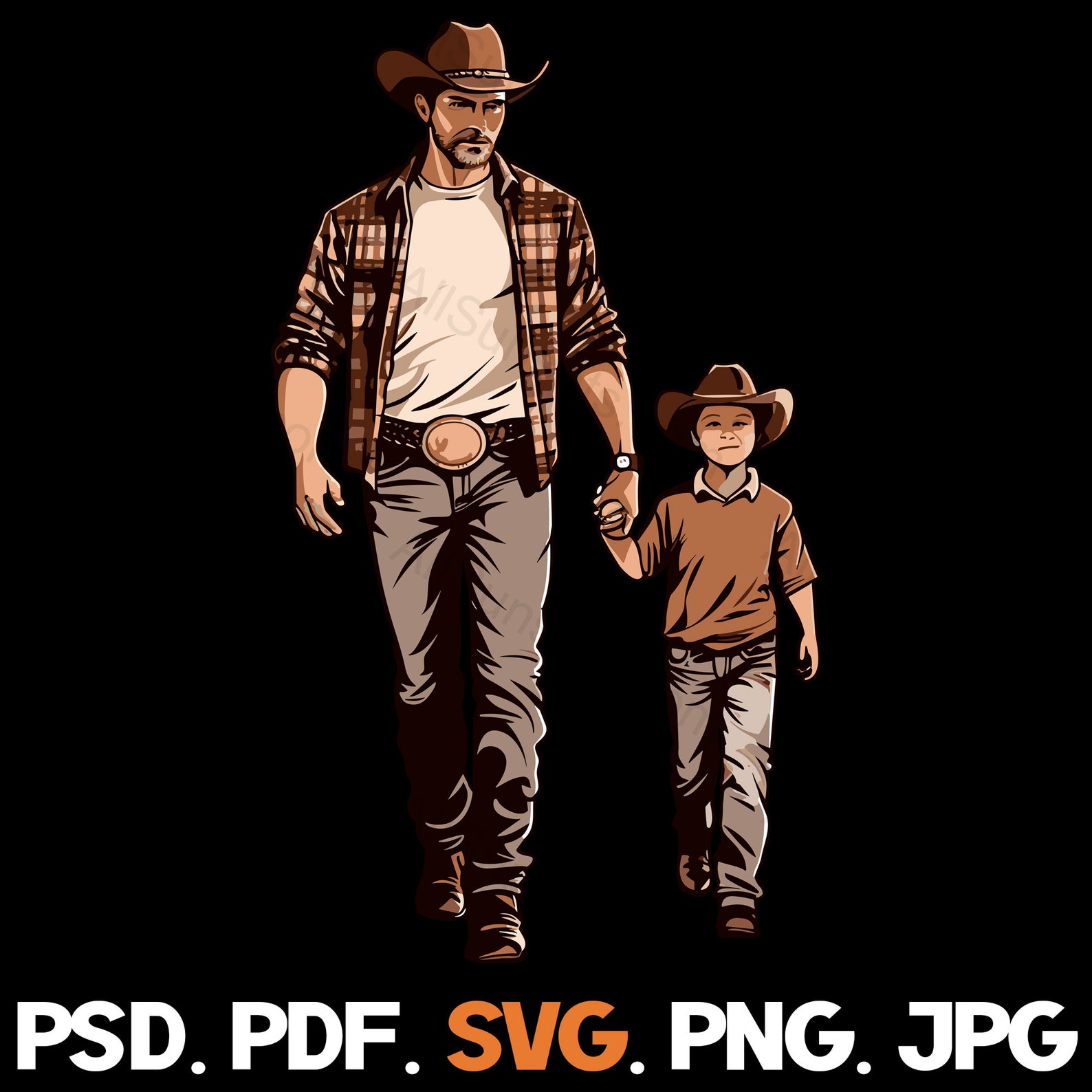 Cowboy Father Son Svg Png Svg Jpg Psd File Types Dad Child Boy Male ...