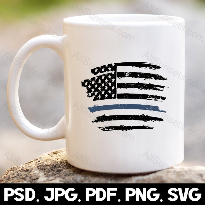 Thin Blue Line Grunge American Flag Svg Png Jpg Pdf Psd File Types ...