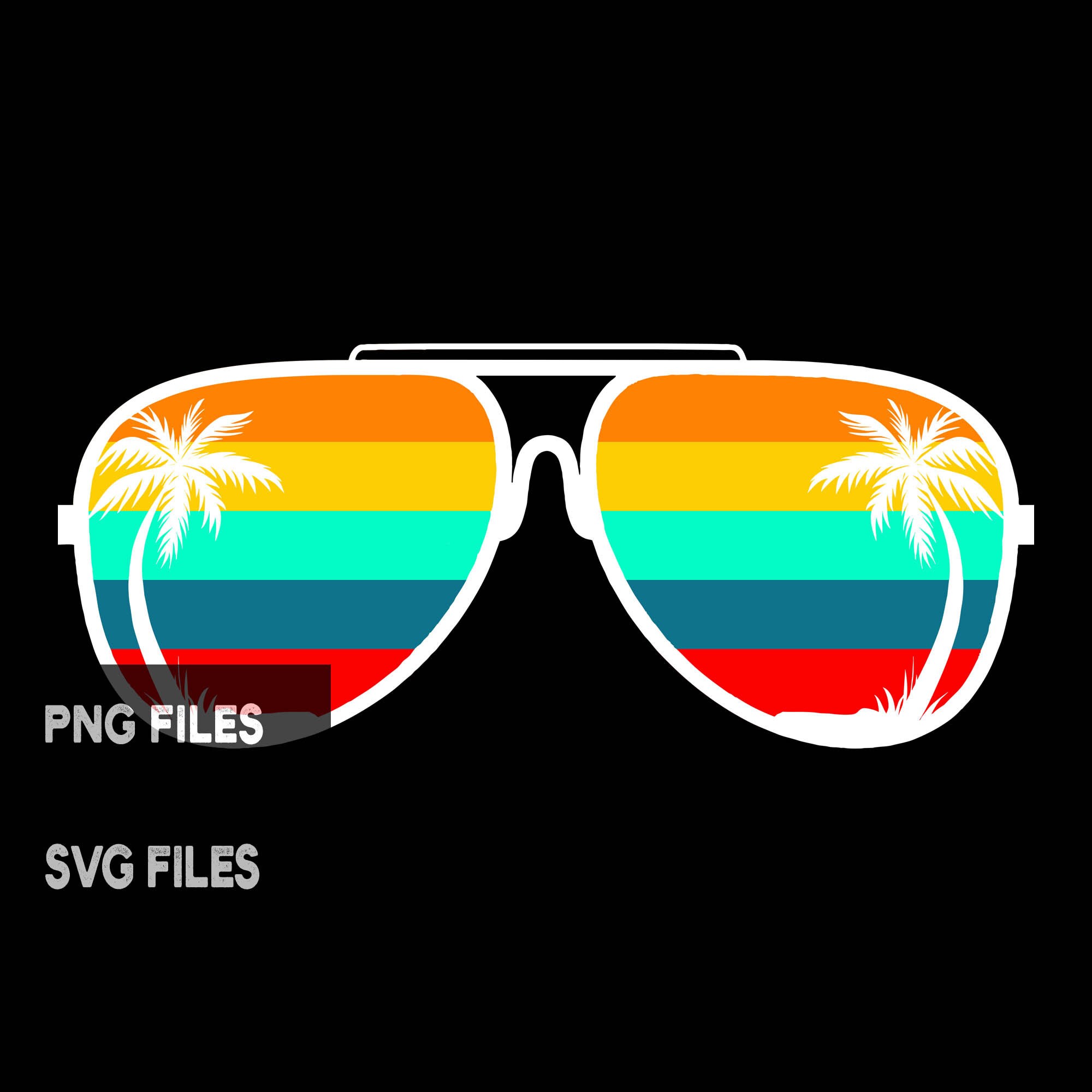Palm Tree Retro Sunglasses Svg Png Psd Pdf File Types Etsy