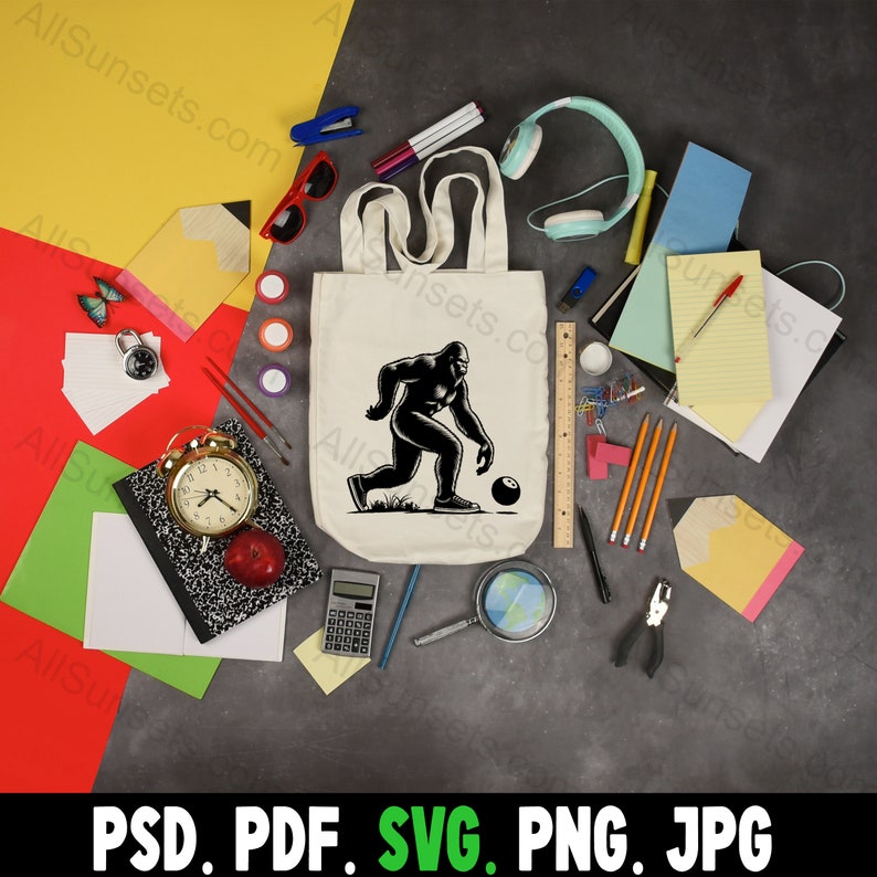 Bigfoot Bowling Ball Silhouette Svg Png Jpg Psd Pdf File Types Fun Yeti ...