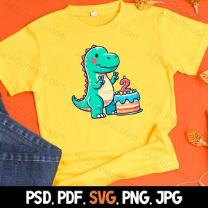 T-rex 2 Year Old Birthday Party Svg Png Pdf Psd Jpg File Types Dinosaur ...