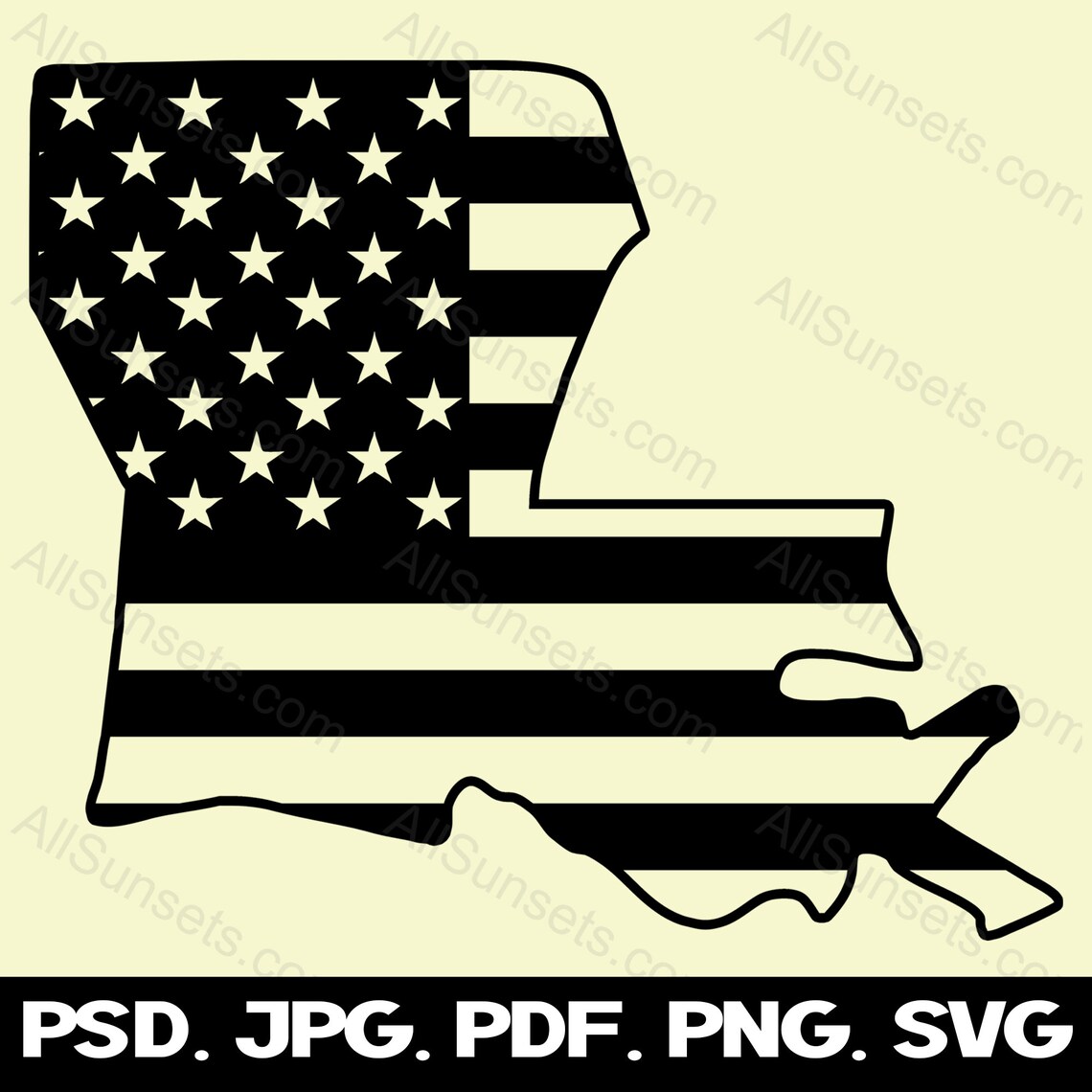 Louisiana State Shape American Flag Svg Png Jpg Psd Pdf File - Etsy
