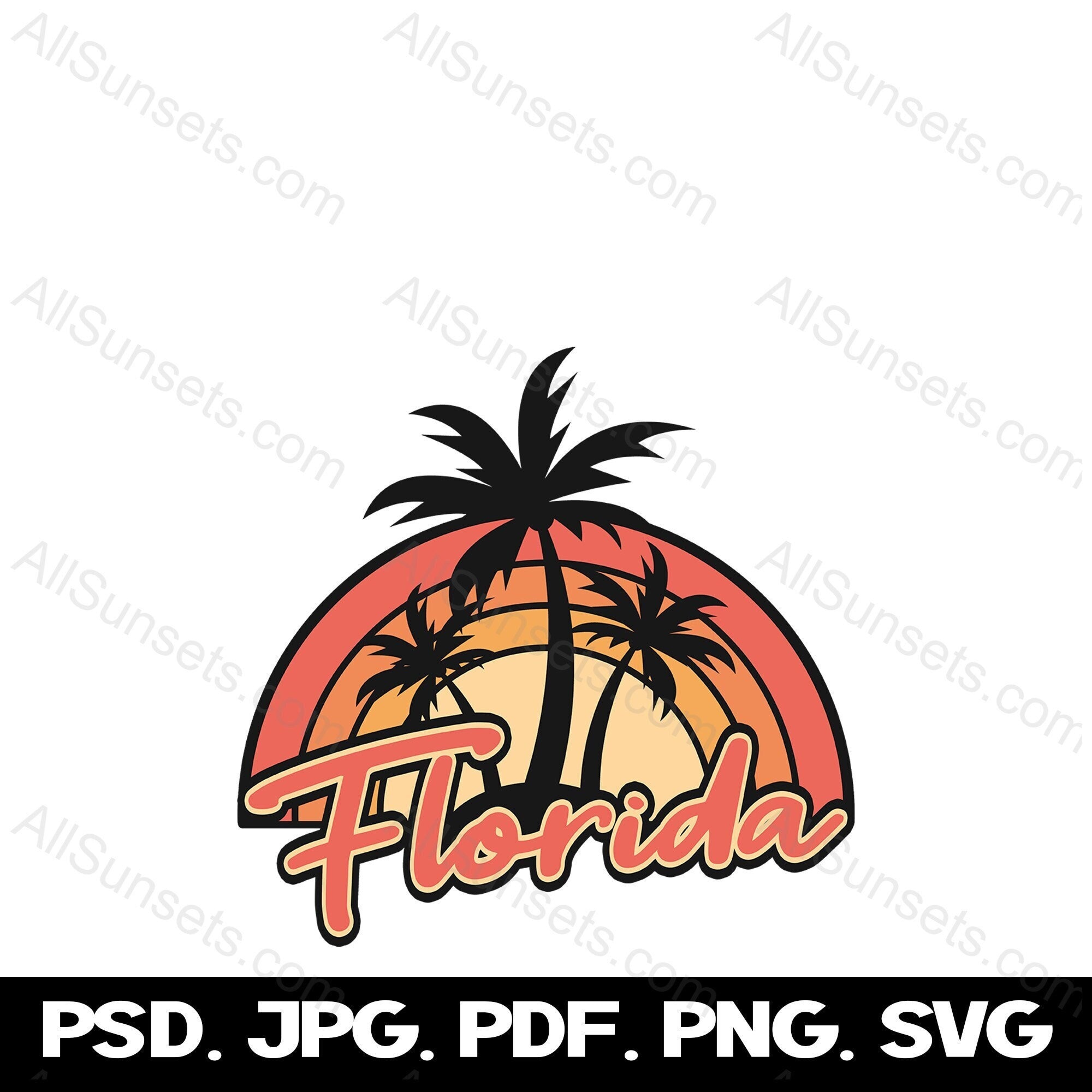 Florida Sunset Beach Palm Trees PNG SVG Pdf Jpg Psd Files - Etsy Australia
