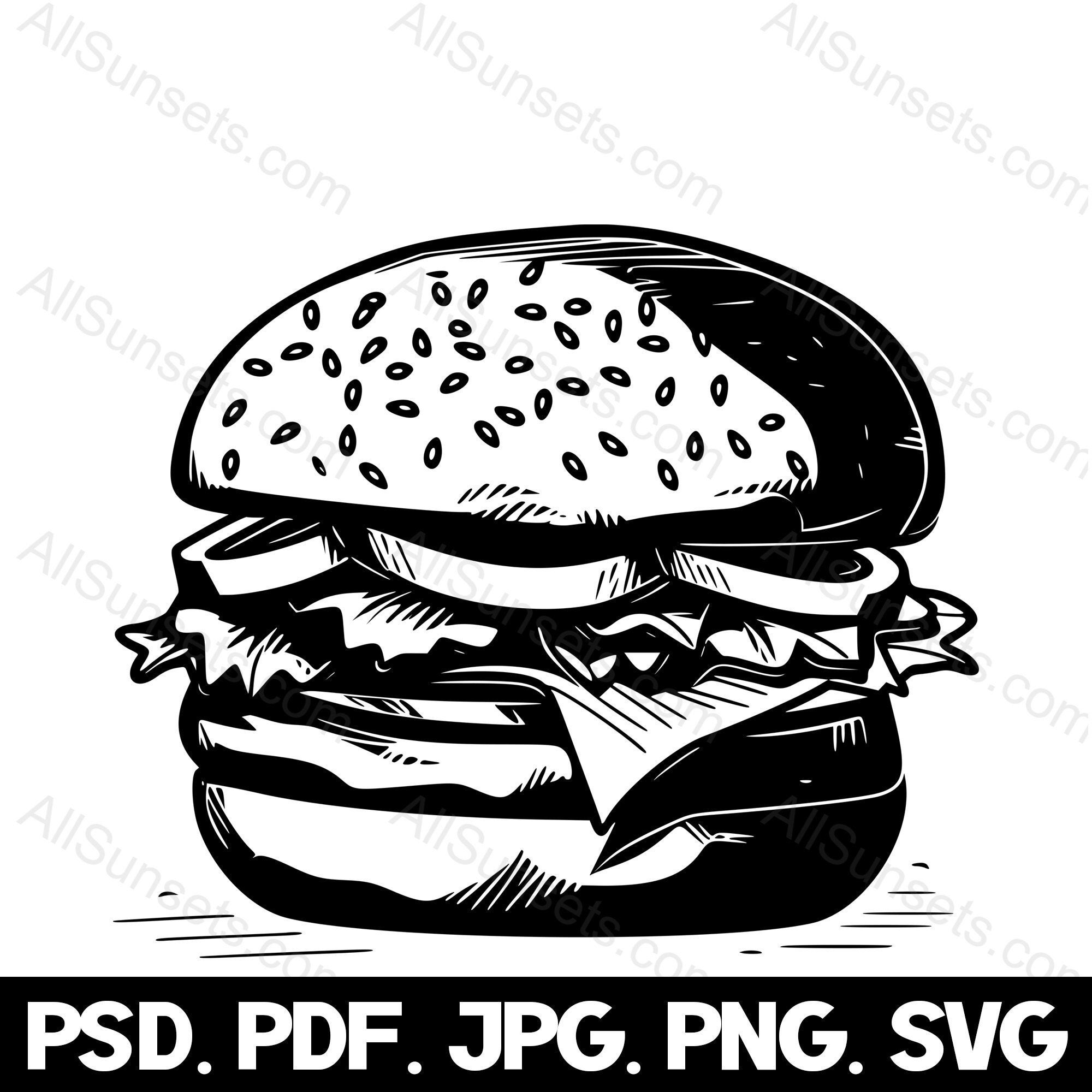Cheeseburger Meat Patty Silhouette Svg Png Psd Jpg Pdf File - Etsy