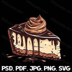 Chocolate Cheesecake Svg Png Psd Jpg Pdf File Types Food Logo Clipart ...
