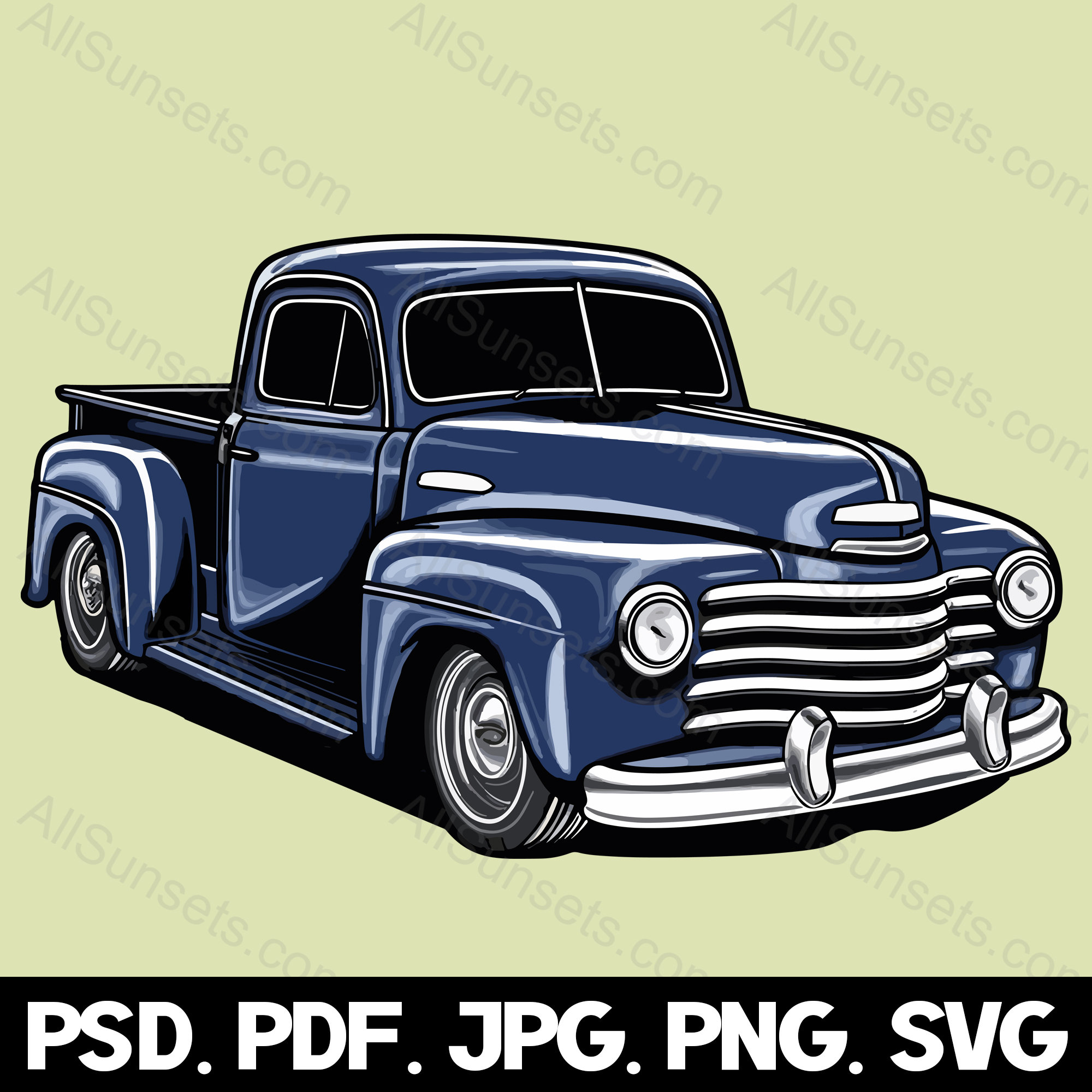 1958 Classic Pickup Truck Svg Png Psd Jpg Pdf File Types Old Antique ...