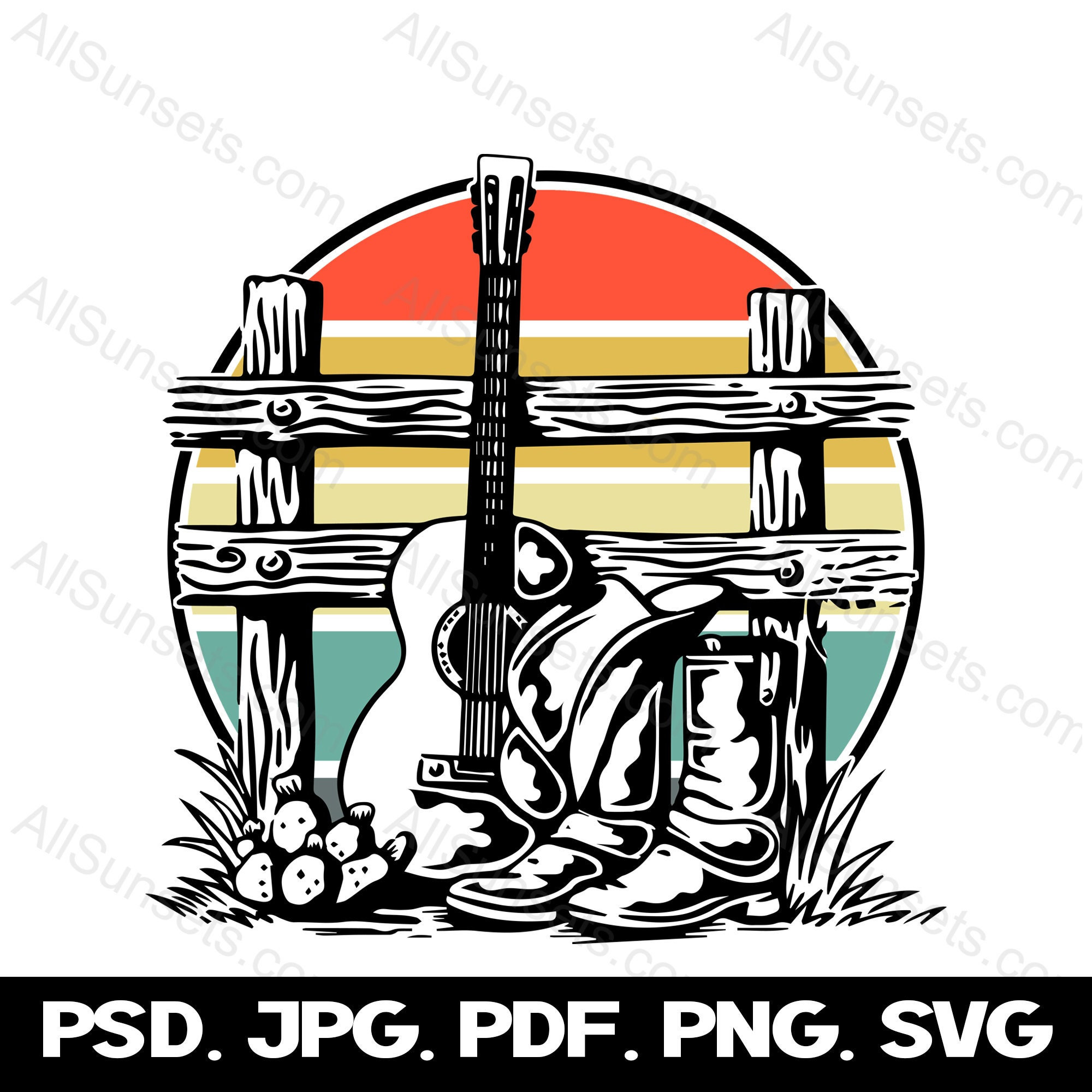 Cowboy Sunset Clip Art