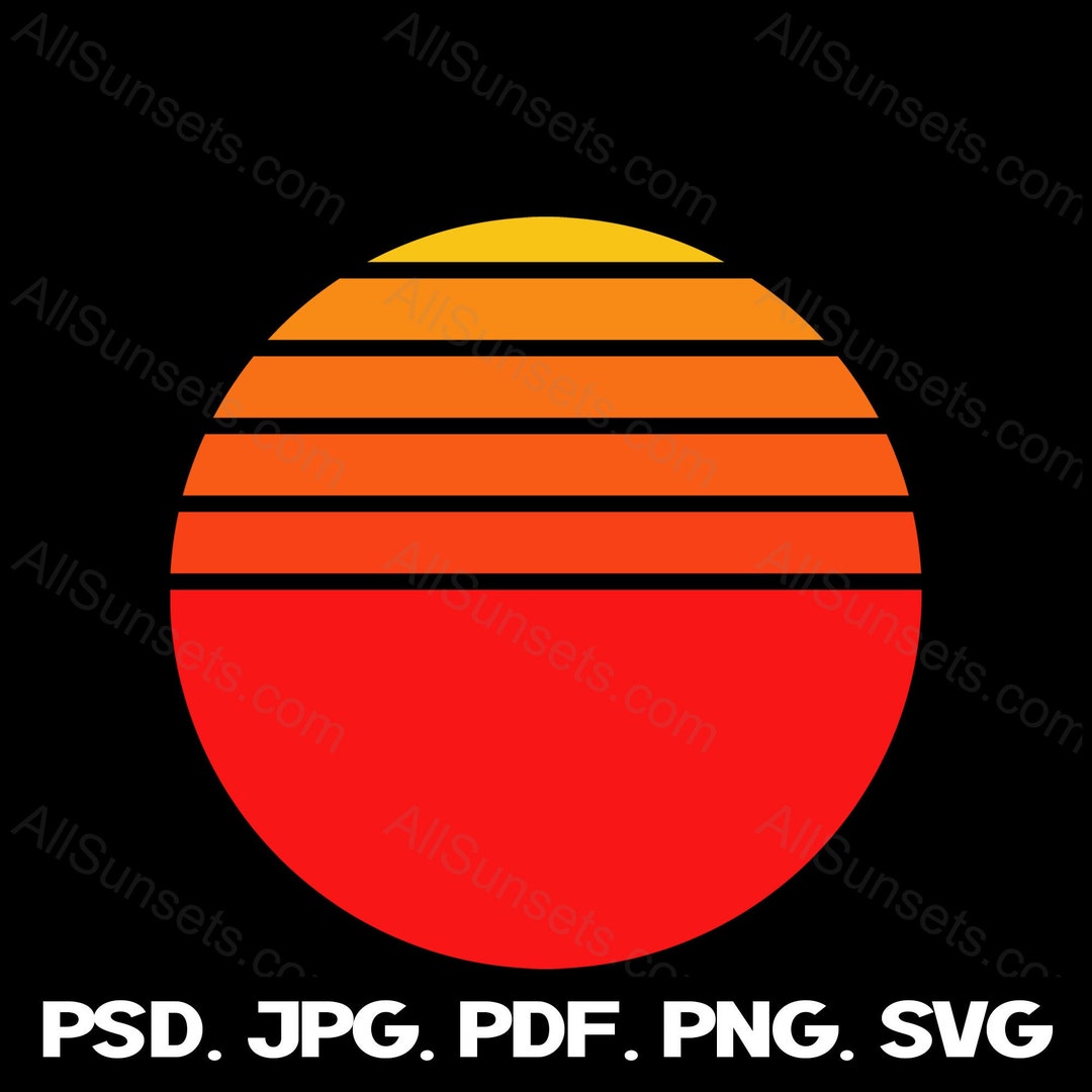 Yellow to Orange Retro Sunset Circle Svg Png Jpg Pdf Psd File Types ...