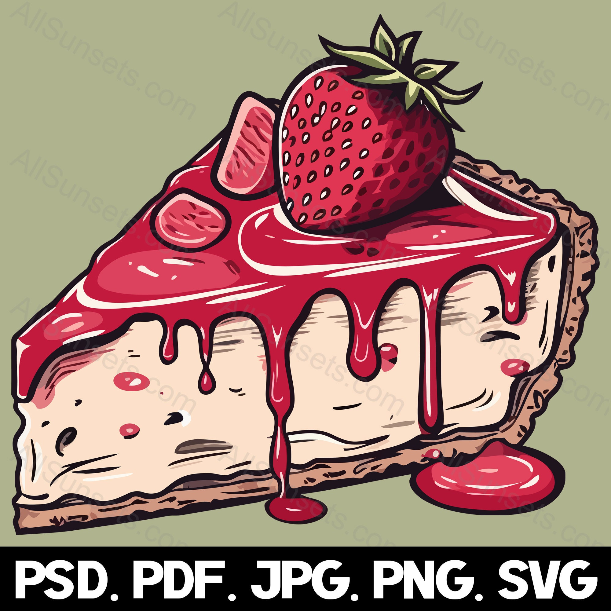 Strawberry Cheesecake Svg Png Psd Jpg Pdf File Types Full Color Food ...
