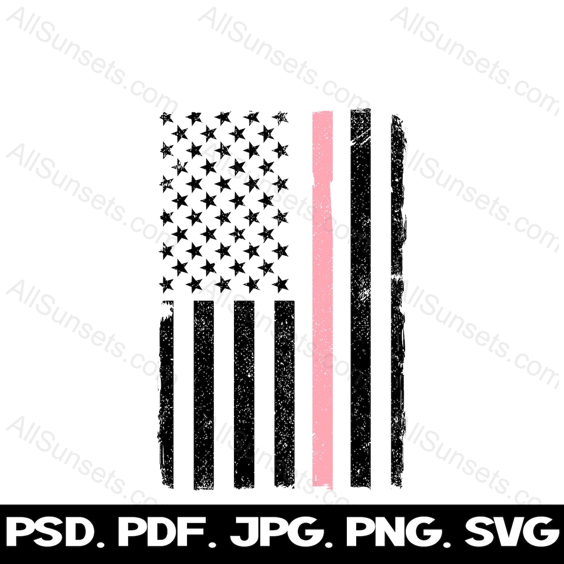 Thin Pink Line American Flag Svg Png Jpg Pdf Psd File Types - Etsy