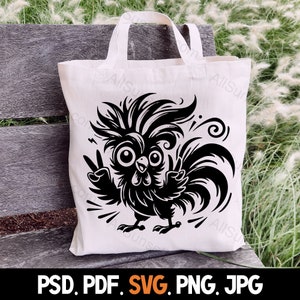 Rooster Chicken Cute Crazy Peace Sign Silhouette Svg Png Jpg Psd Pdf ...