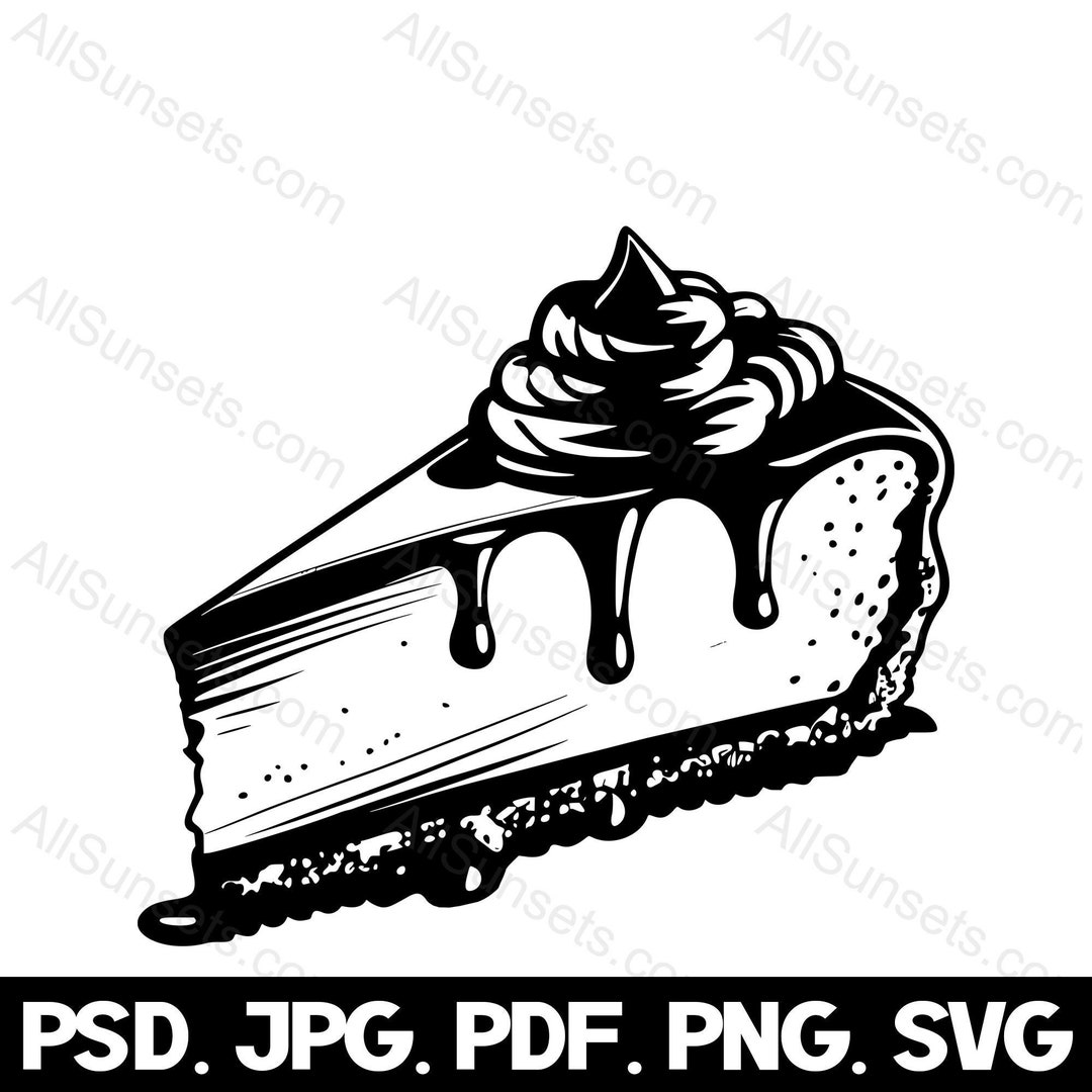 Cheesecake Slice Silhouette Svg Png Psd Jpg Pdf File Types Pie Dessert ...