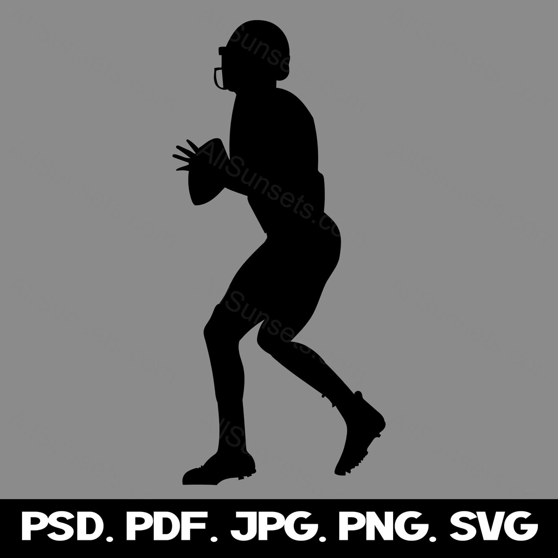 Quarterback American Football Player Clipart Silhouette Svg Png Jpg Pdf ...