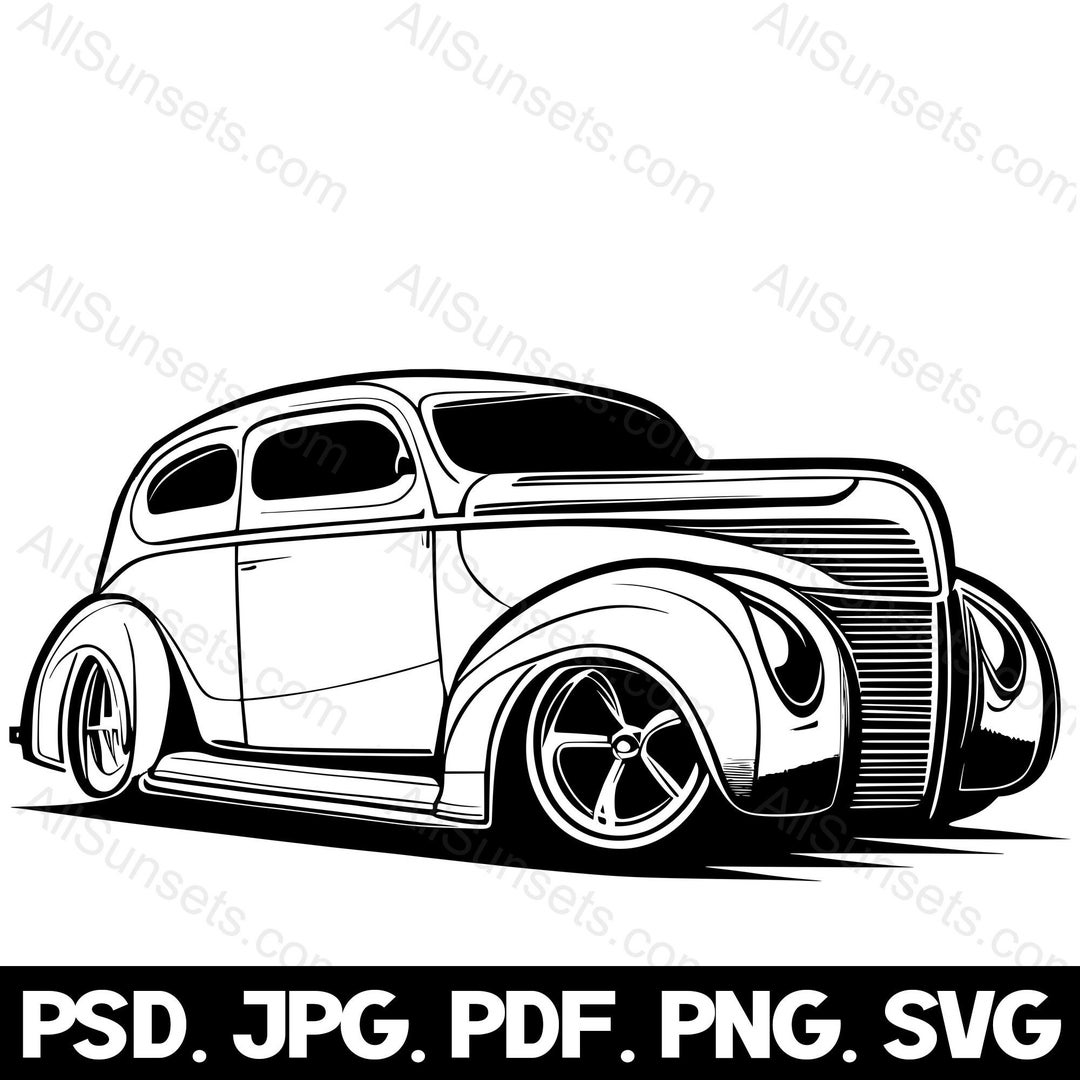 1940s Classic Coupe Hotrod Svg Png Psd Jpg Pdf File Types Vintage 40s ...