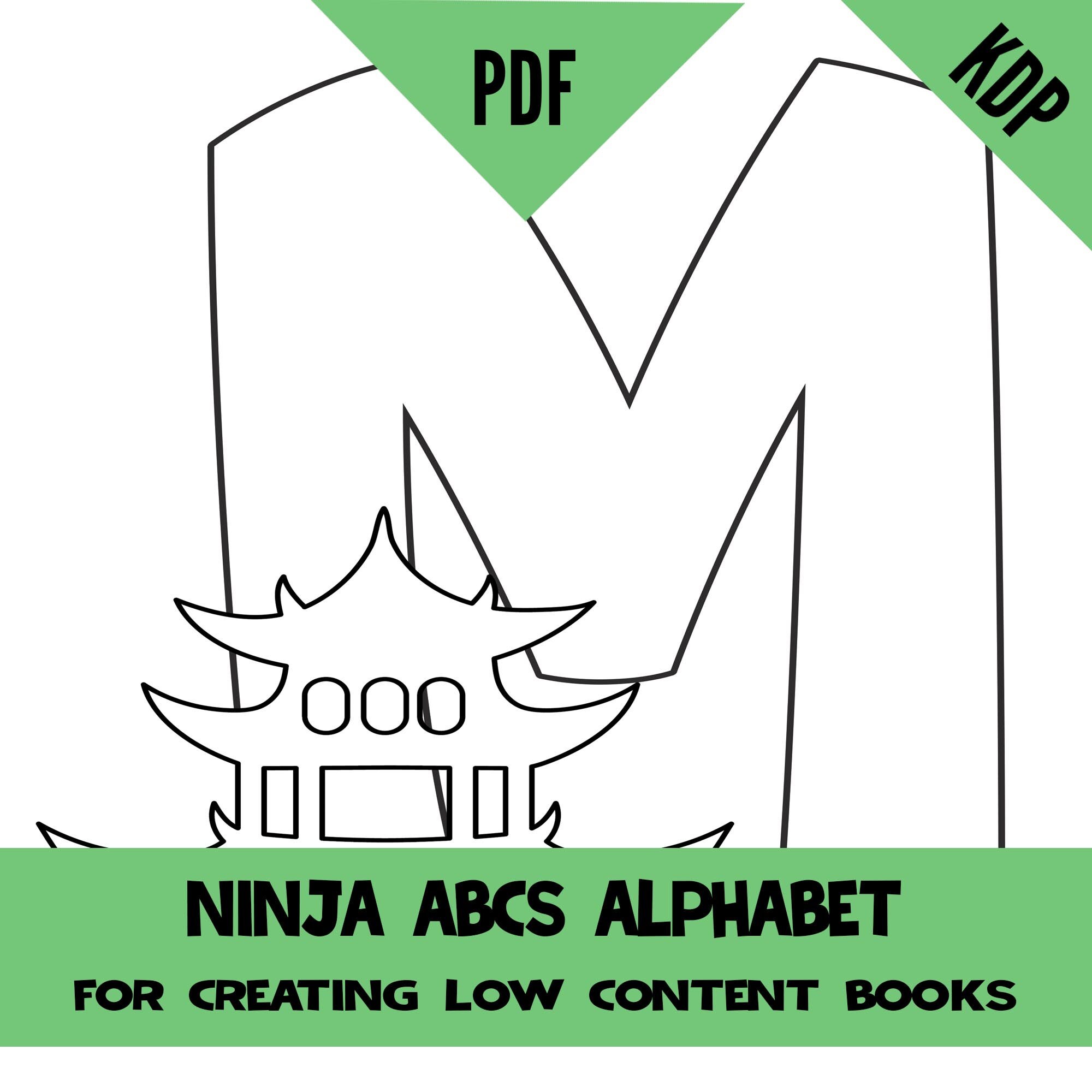 KDP ABC Alphabet Ninja Coloring Interior Pages Sheets PDF Letters ...