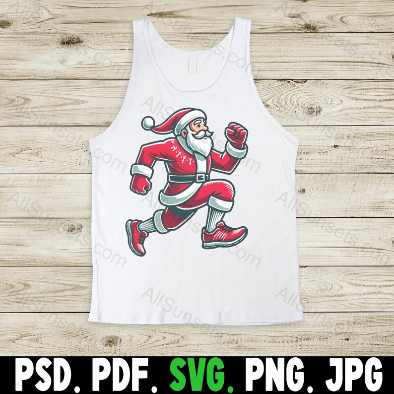 Santa Running Clipart Svg Png Jpg Pdf Psd File Types Christmas Holiday ...
