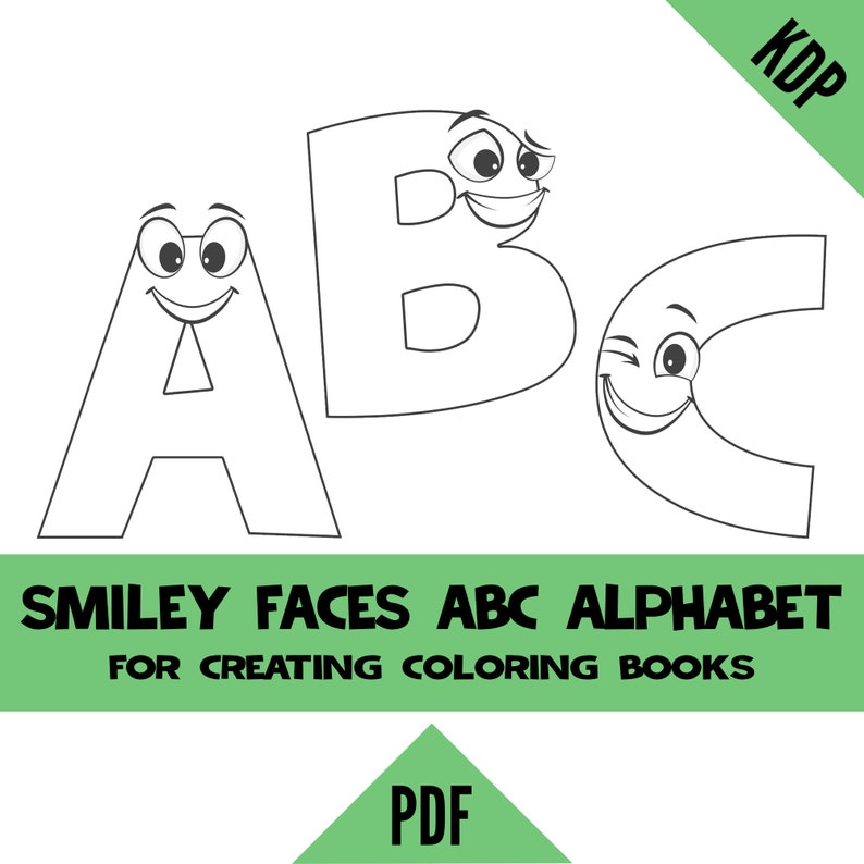 KDP Smile Face Alphabet Coloring Pages Sheets PDF ABC Letters Colouring ...