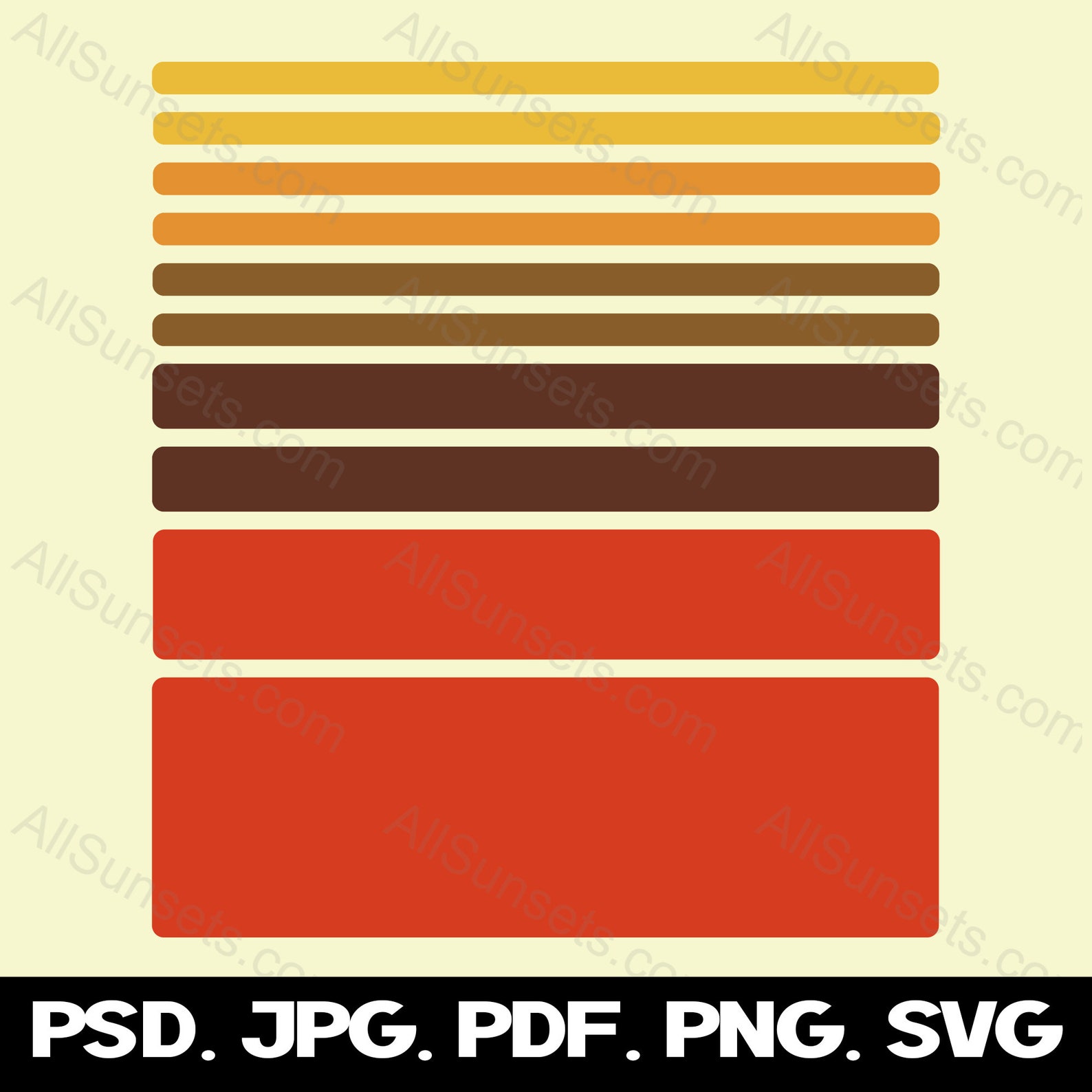 Retro Vintage Sunset Horizontal Stripes Svg Png Psd Pdf Jpg - Etsy