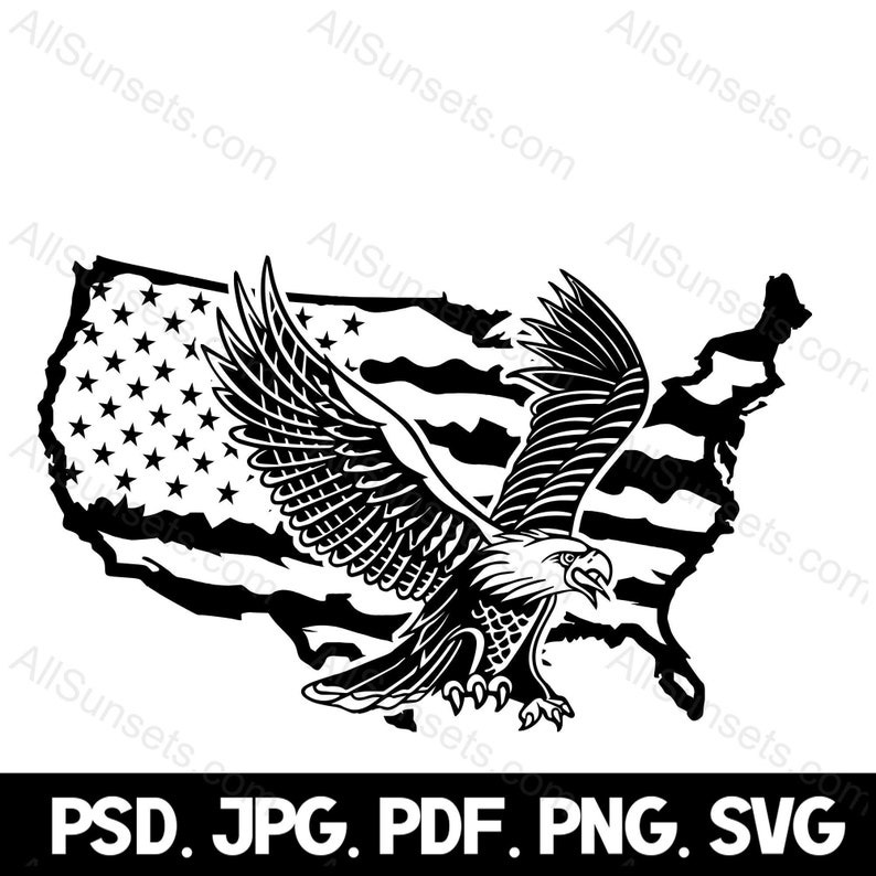 Eagle American Flag Svg Png Psd Pdf Jpg File Types United - Etsy
