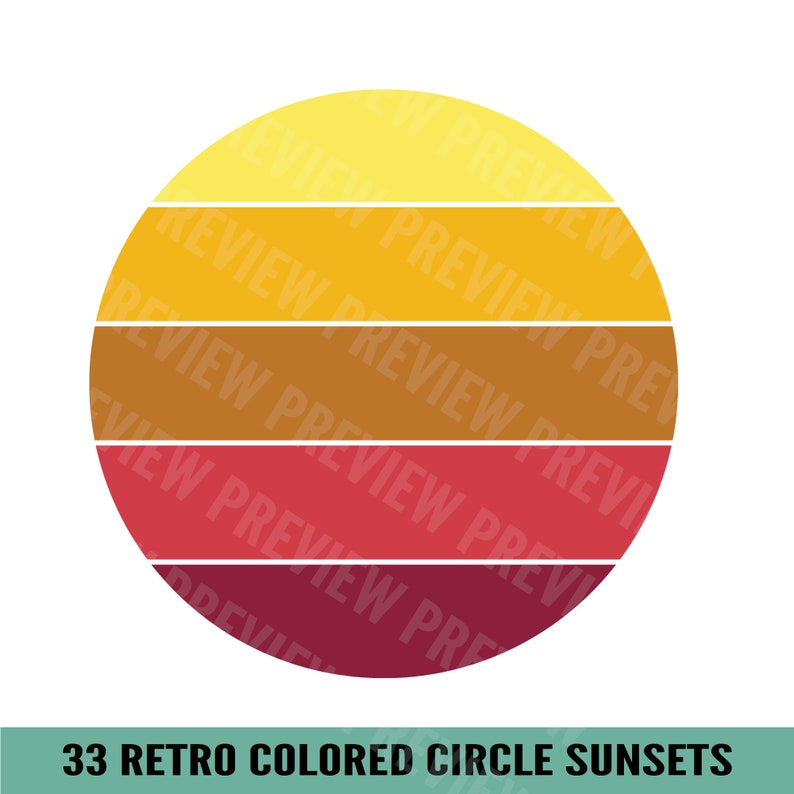 Retro Colored Circle Sunsets Clipart 33 PNG Files Circle Round ...