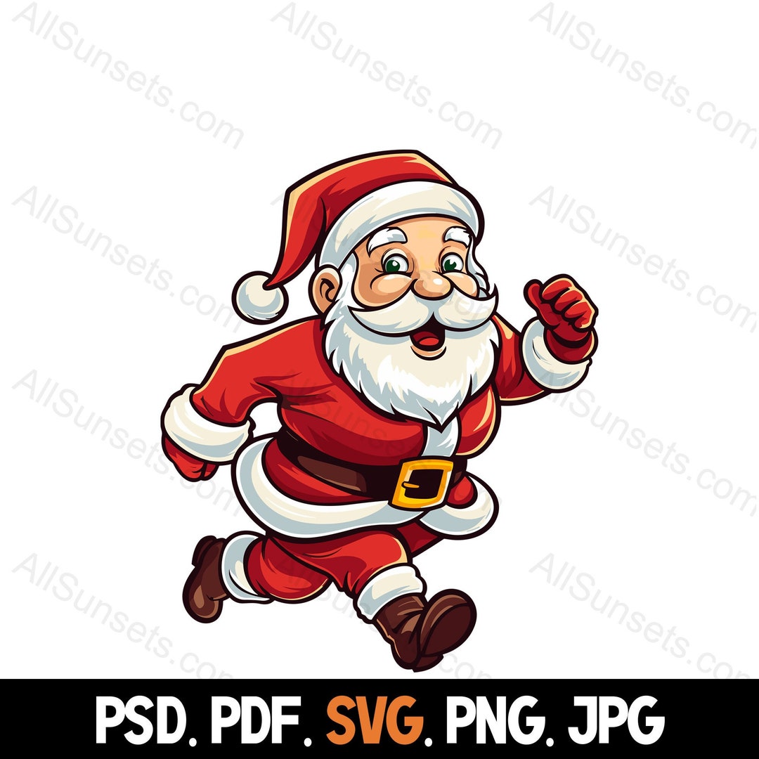 Santa Claus Christmas Jogger Svg Png Pdf Psd Jpg File Types Running ...