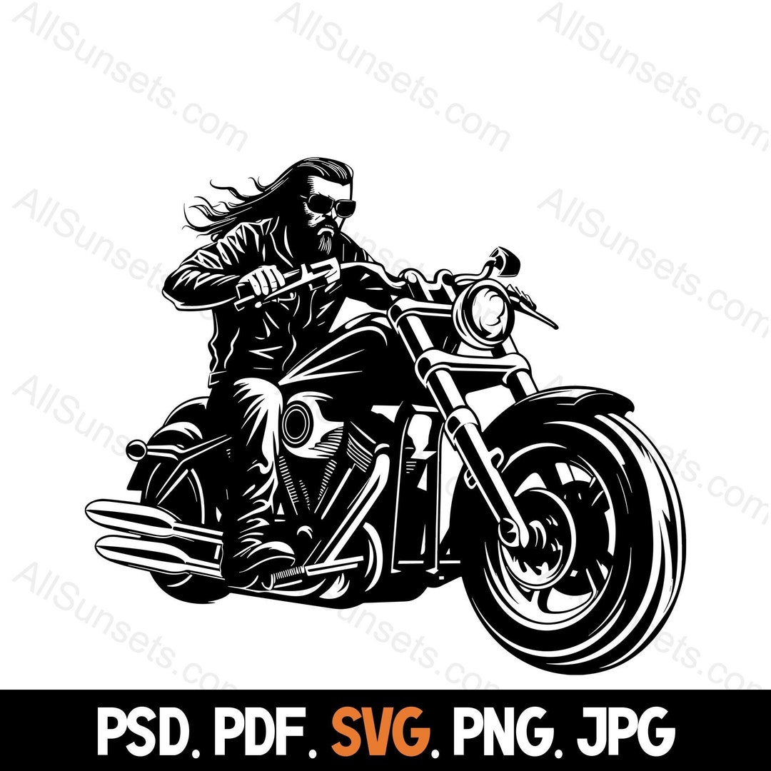 Motorcycle Rider Biker Guy Silhouette Svg Png Psd Jpg Pdf File Types ...