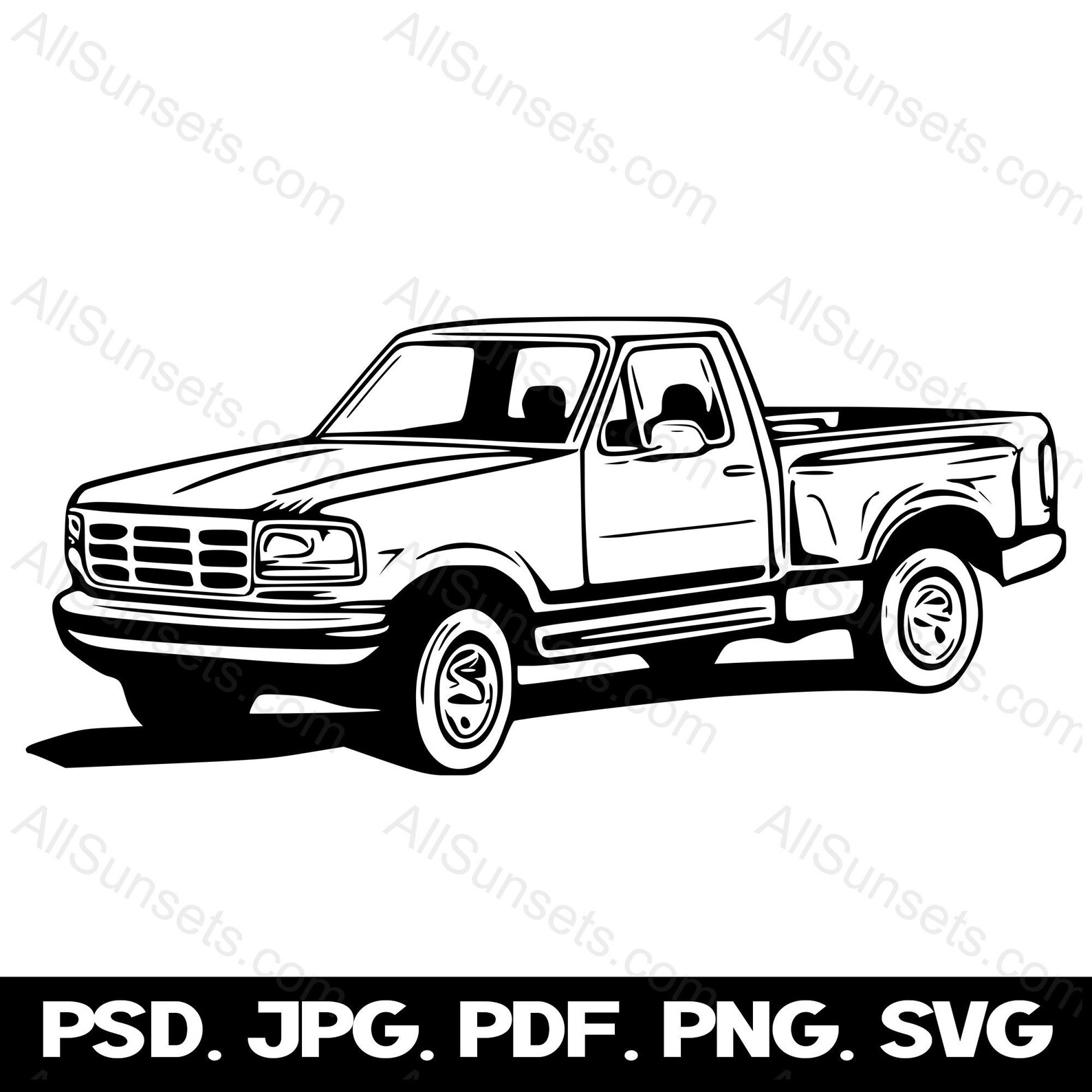 Pickup Truck Stepside SVG 1990s 90's Square Body Vehicle - Etsy