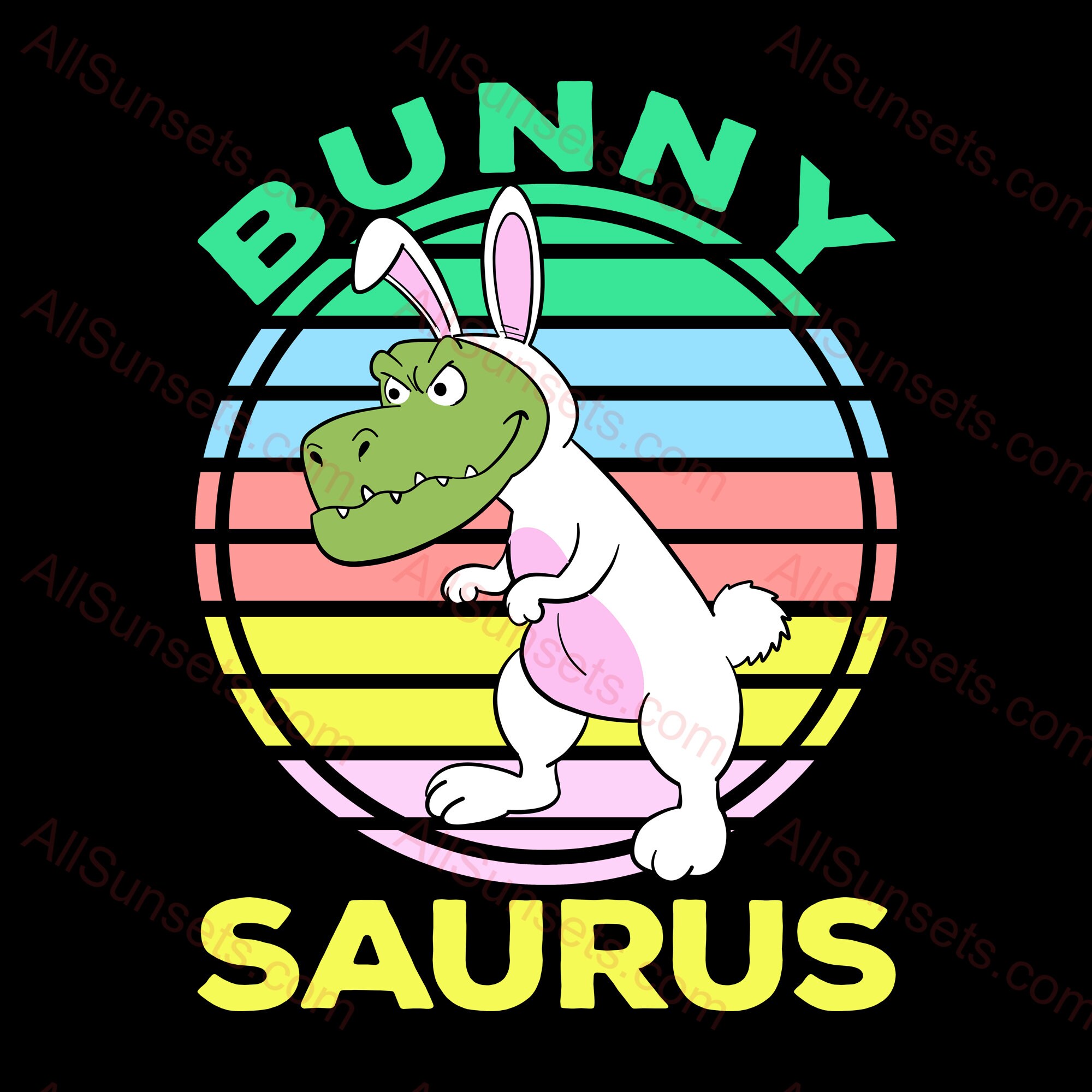 Bunny Saurus Easter T-rex Retro Pastel Sunset PNG PSD SVG Pdf - Etsy