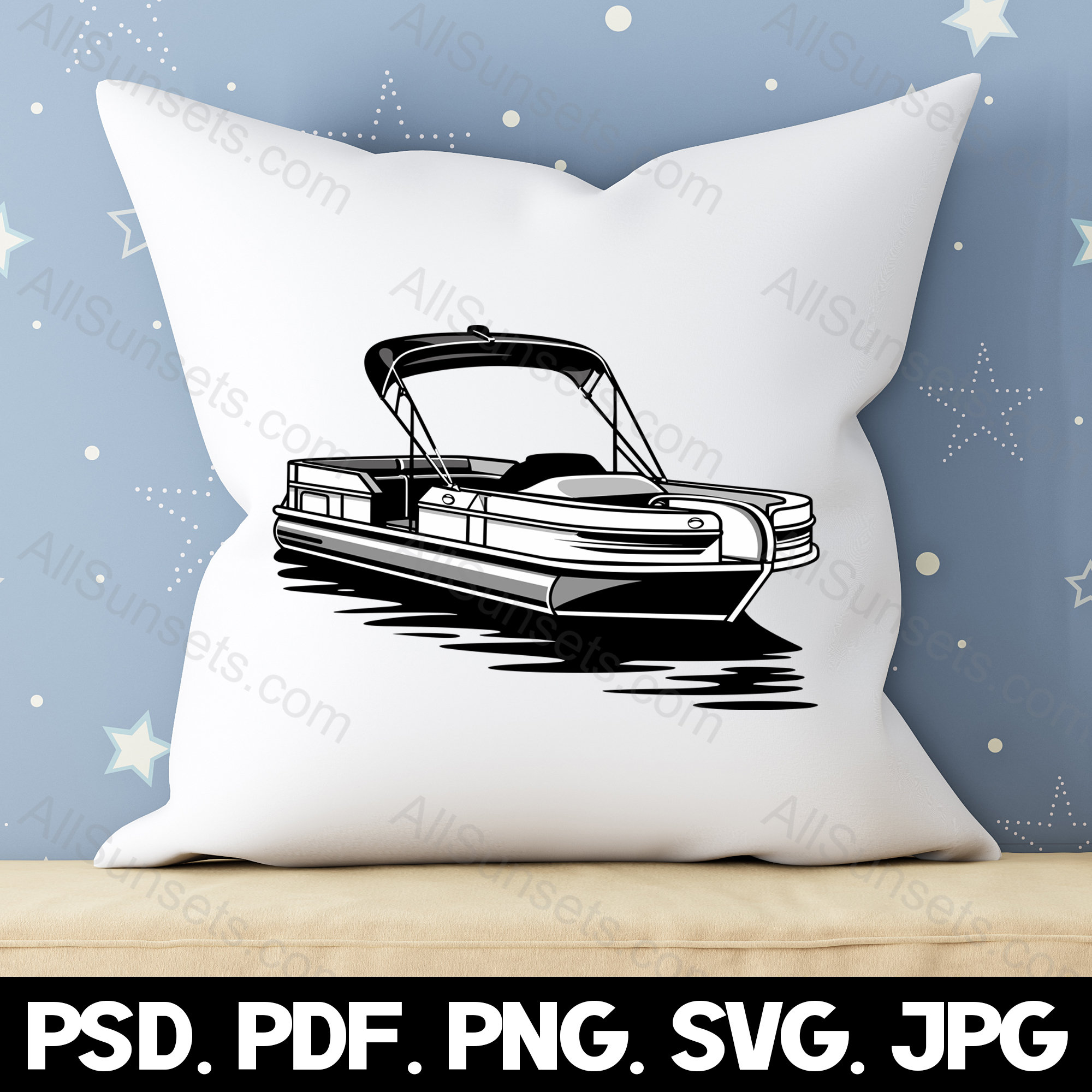 Pontoon Boat Svg Png Jpg Pdf Psd File Types Monochrome Silhouette ...
