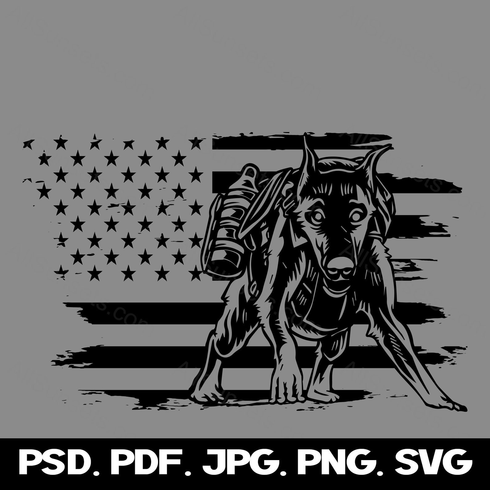 Service Dog American Flag Grunge Svg Png Psd Pdf Jpg File Types ...