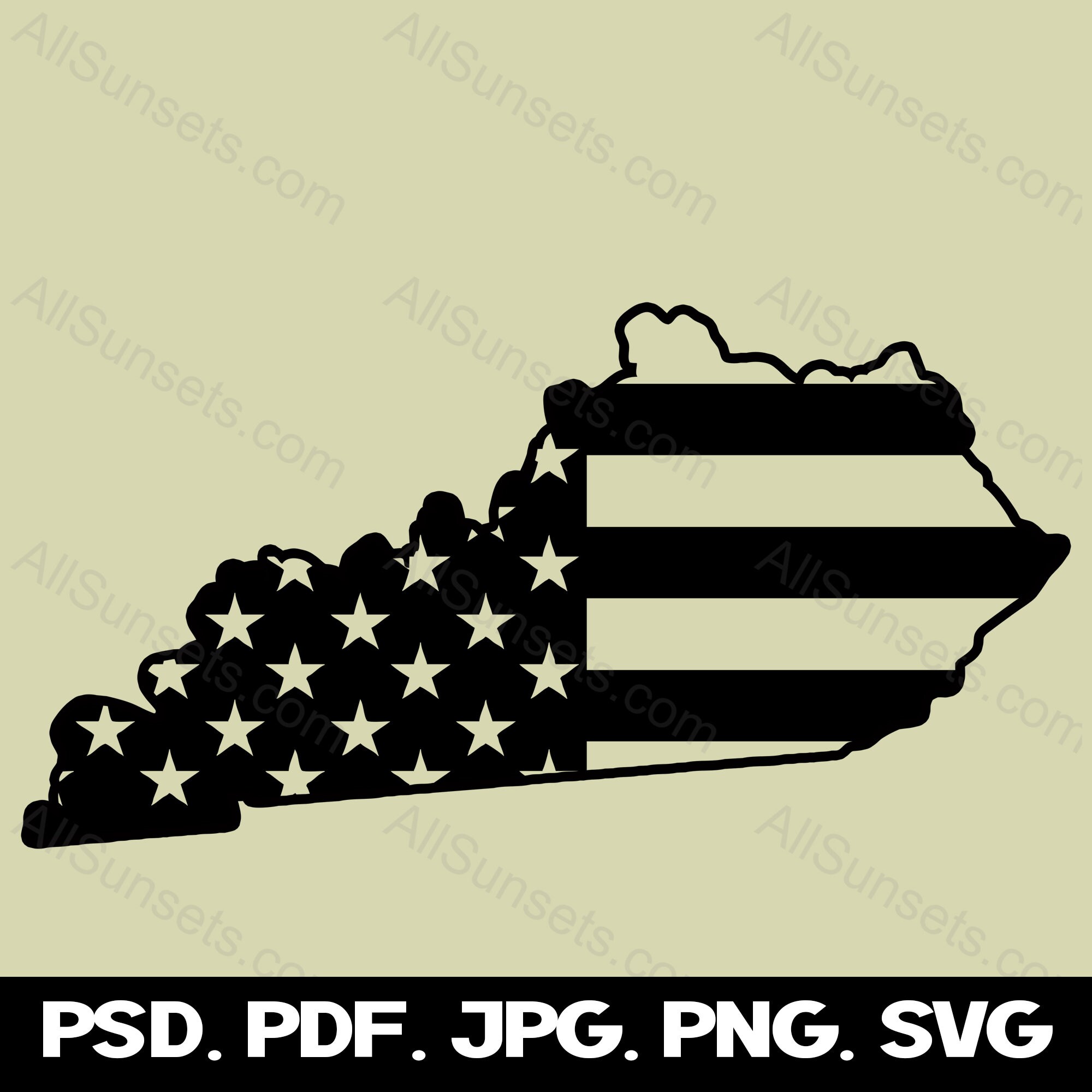 Kentucky State Shape American Flag Svg Png Jpg Psd Pdf File - Etsy