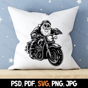 Santa Claus Biker Motorcycle Rider Silhouette Svg Png Psd Jpg Pdf File ...