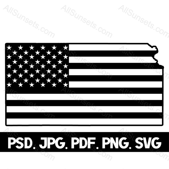 Kansas State Shape American Flag PNG SVG Pdf Psd Jpg Patriotic - Etsy