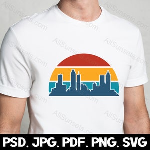 Atlanta Georgia Retro Sunset PNG SVG Cut File Clipart Cityscape ...
