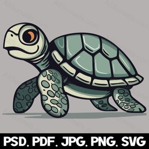 Sea Turtle Cartoon Svg Png Psd Jpg Pdf File Types Cute Ocean Tortoise ...