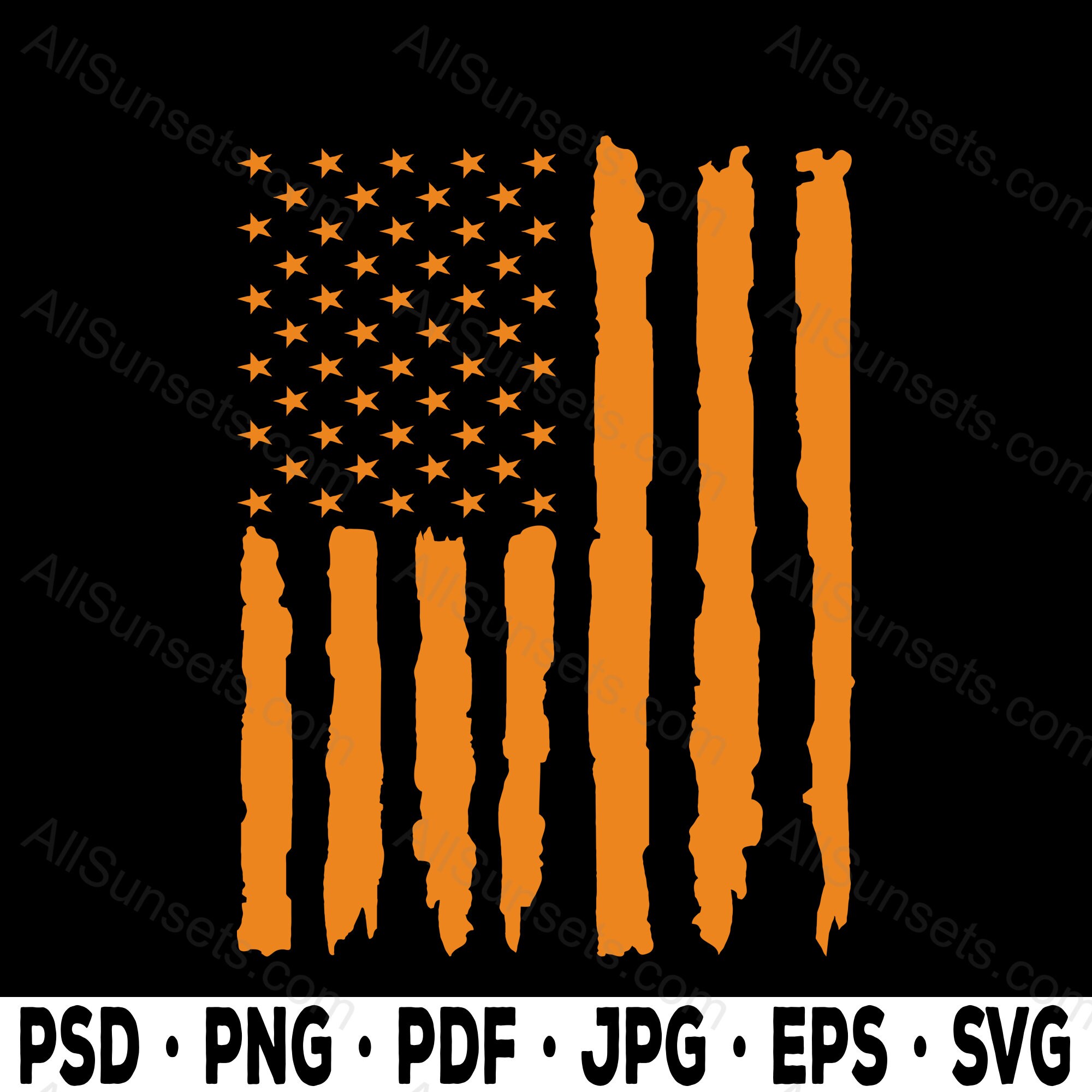 American Flag PNG SVG PDF Psd Jpg Eps Orange Patriotic Rugged | Etsy