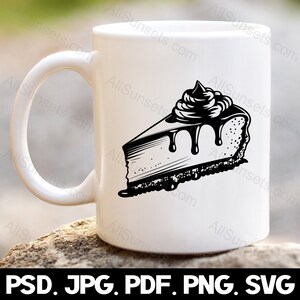 Cheesecake Slice Silhouette Svg Png Psd Jpg Pdf File Types Pie Dessert ...