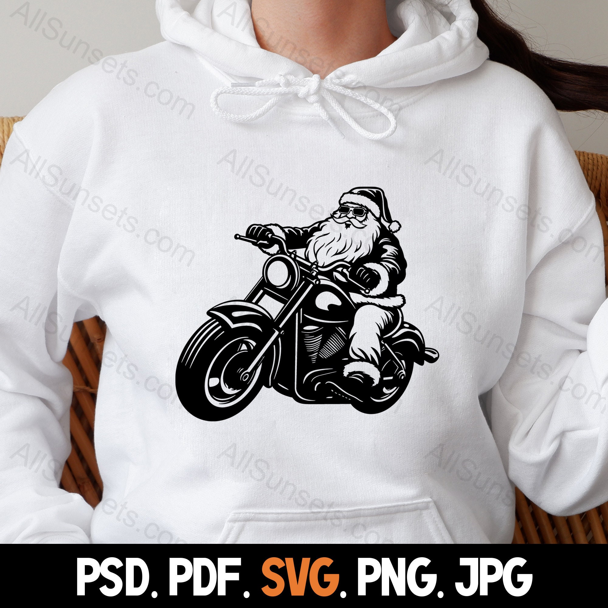 Santa Claus Riding A Motorcycle Silhouette Svg Png Psd Jpg Pdf File ...