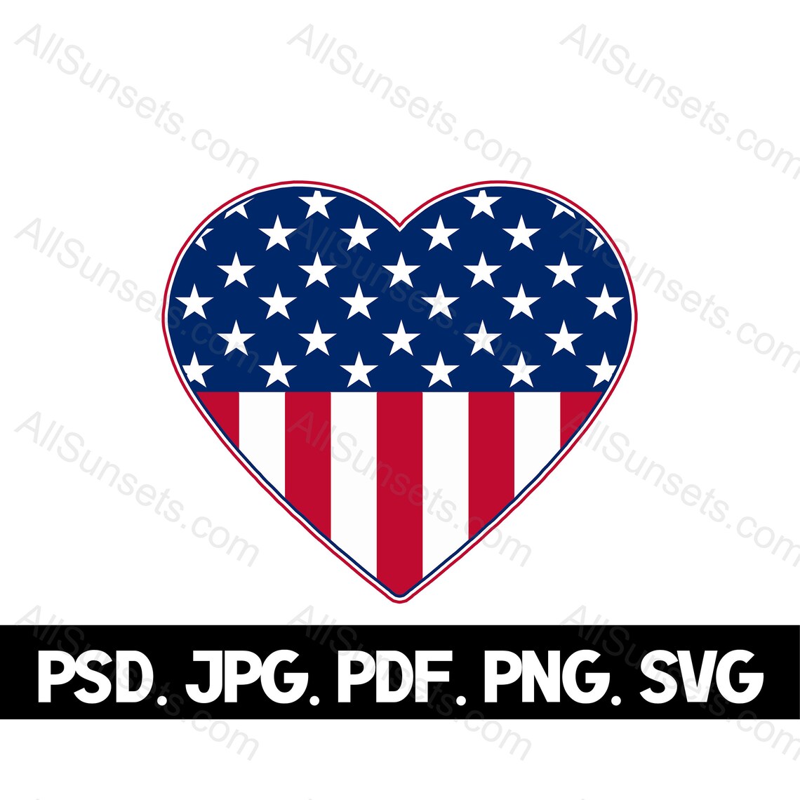 American Flag Heart SVG PNG Pdf Psd Jpg Files Patriotic USA - Etsy