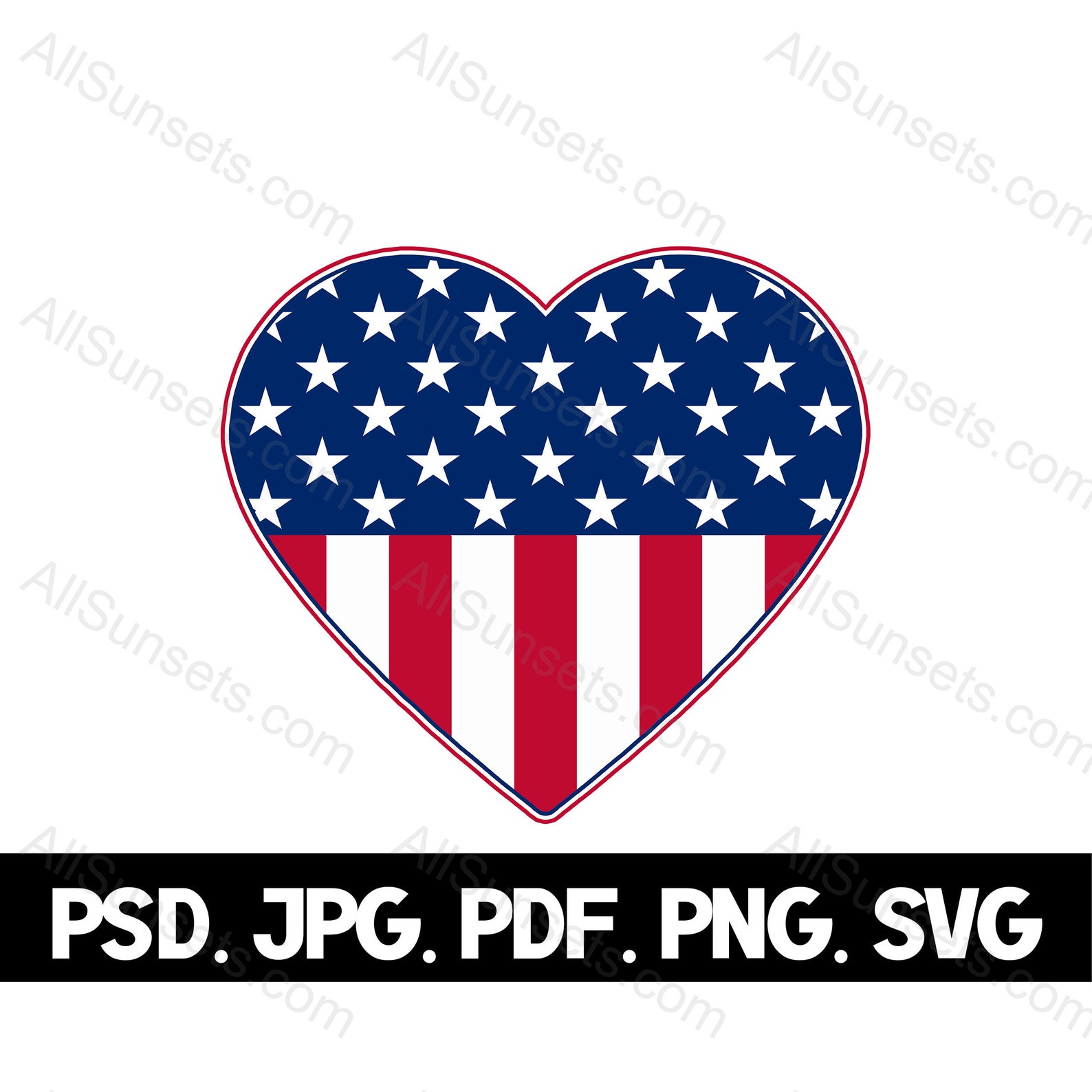 American Flag Heart SVG PNG Pdf Psd Jpg Files Patriotic USA - Etsy