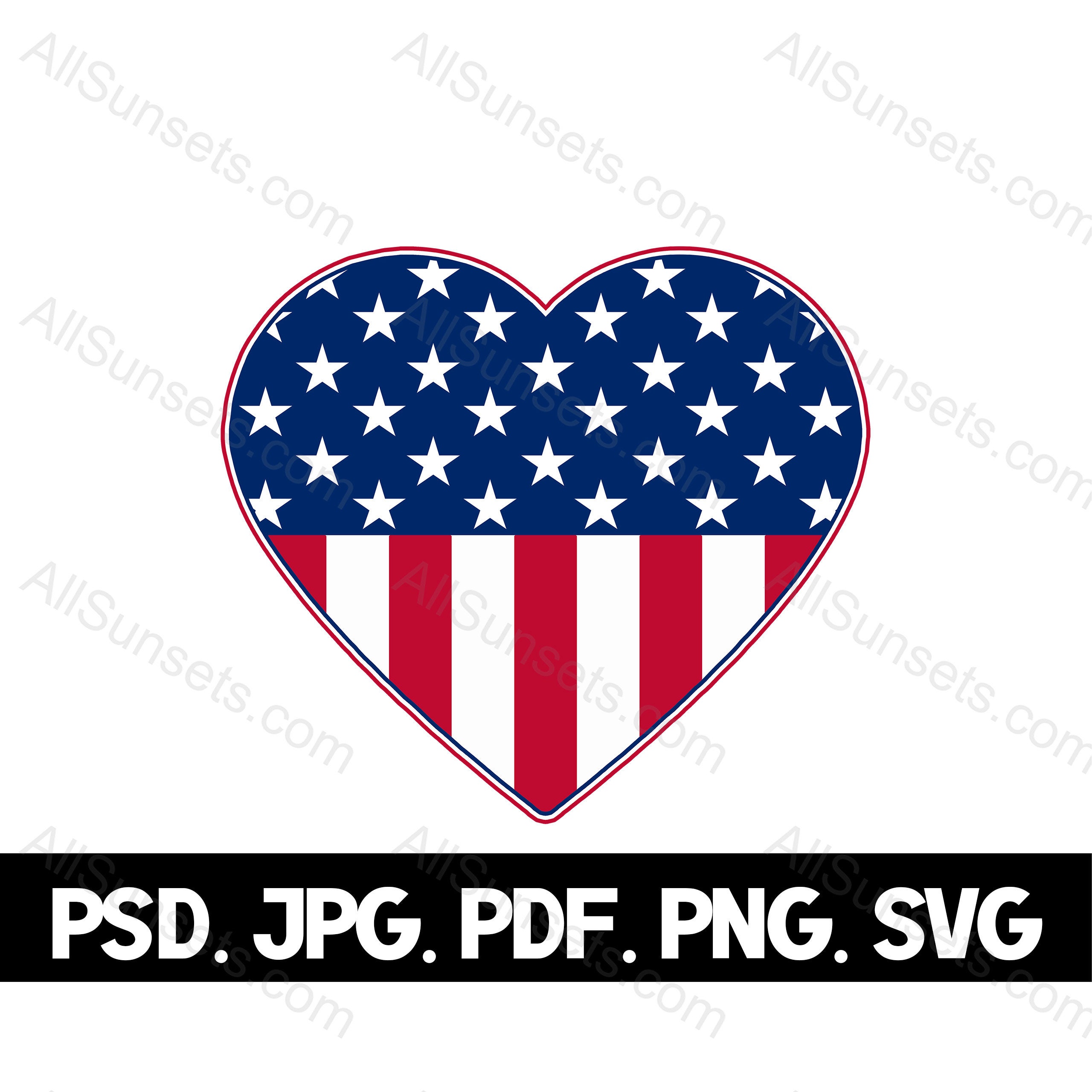 American Flag Heart SVG PNG Pdf Psd Jpg Files Patriotic USA - Etsy