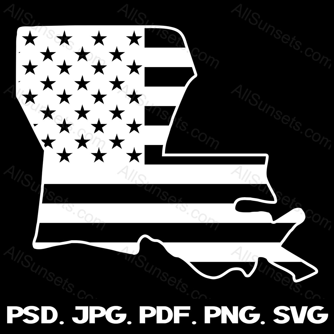 Louisiana State Shape American Flag Svg Png Jpg Psd Pdf File - Etsy