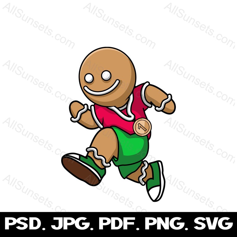 Gingerbread Man Running Svg Png Pdf Psd Jpg File Types - Etsy