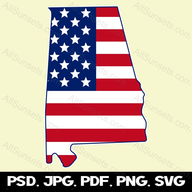 Alabama State Shape American Flag Svg Png Jpg Pdf Psd File - Etsy