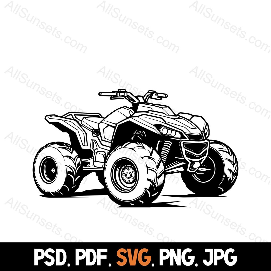 4 Wheeler ATV Racing Silhouette Svg Png Jpg Psd Pdf File Types Quad ...